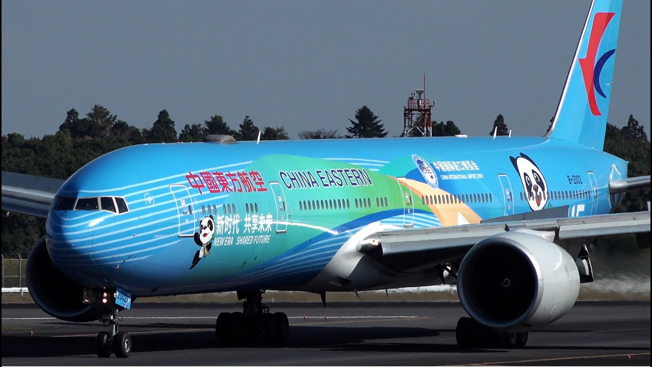 China Eastern Airlines CIIE Livery Boeing 777-300ER B-2002 Landing at ...