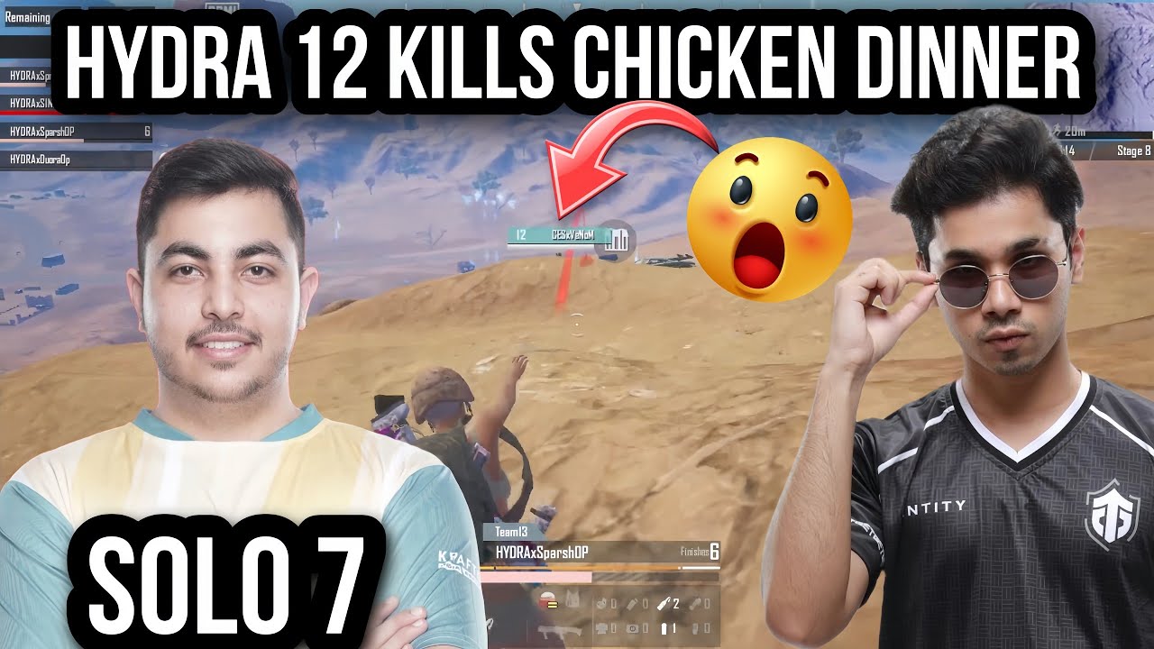 Hydra Gets 12 Kills Chicken dinner in India Rising 🐉 | Hydra sparsh ...
