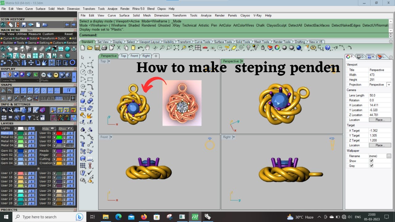 How to make steping penden // simple penden // (MATRIX 9 , RHINO 5 ...