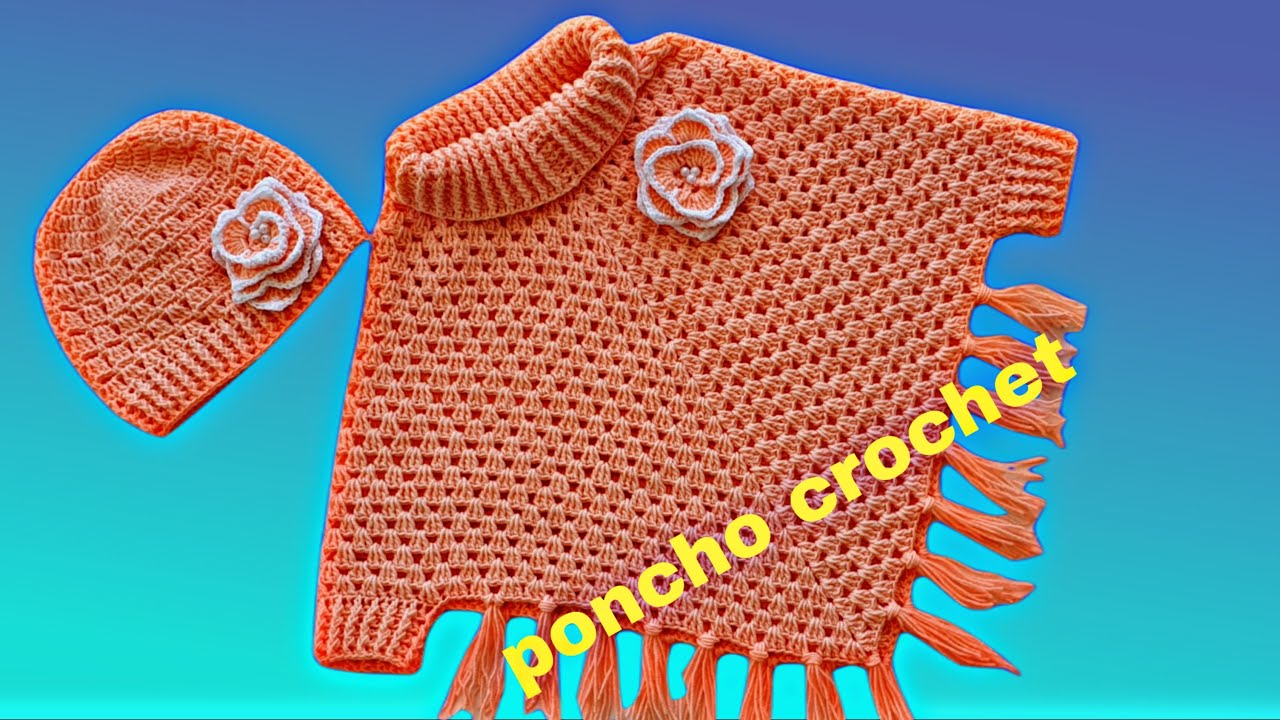 Easy crochet 💯Pancho for1_2years girl💞بافت پانچو سایز ۱ تا دو سال - YouTube