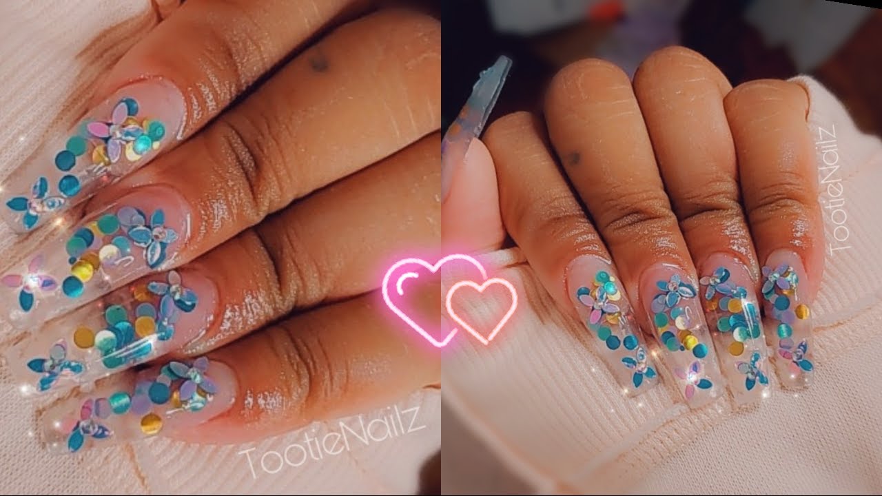 Crystal Clear Glass Nails | Holo Confetti Glitter - YouTube