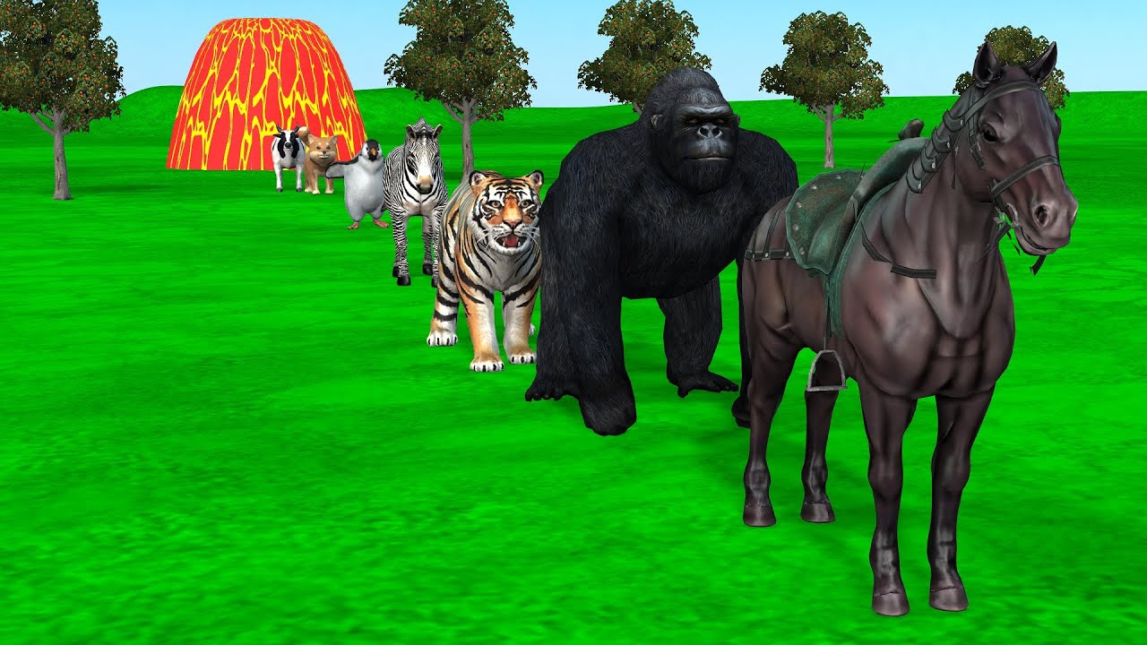 Paint & Animals Horse, Cow, Monkey, Lion Fountain Crossing ...