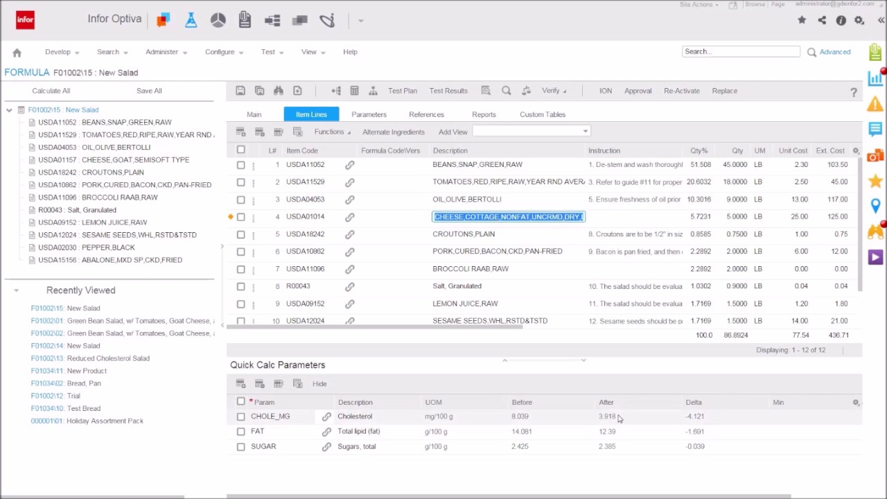 Infor PLM Optiva demo - YouTube