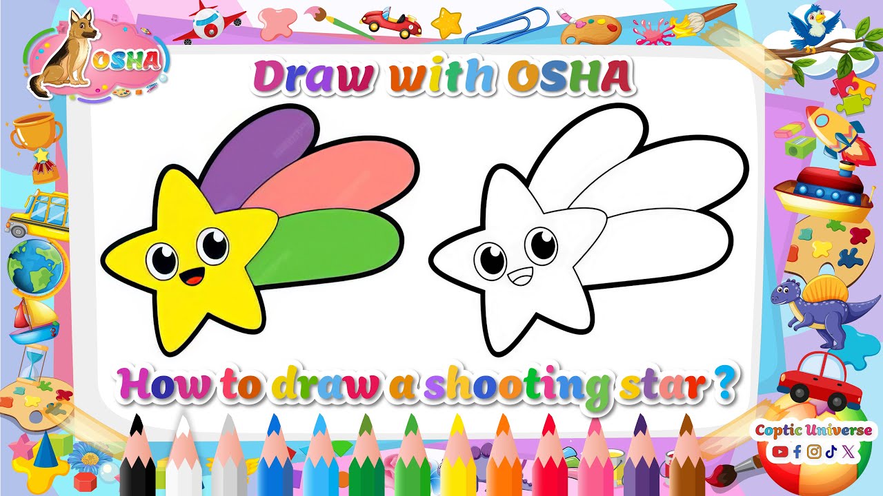 كيف ترسم نجمه- أرسم مع أوشا - تعليم الرسم للأطفال | Draw with OSHA ...