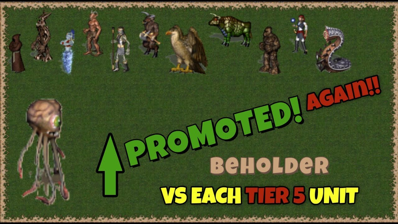 Beholders PROMOTED vs all level 5 units in Heroes 3 - YouTube