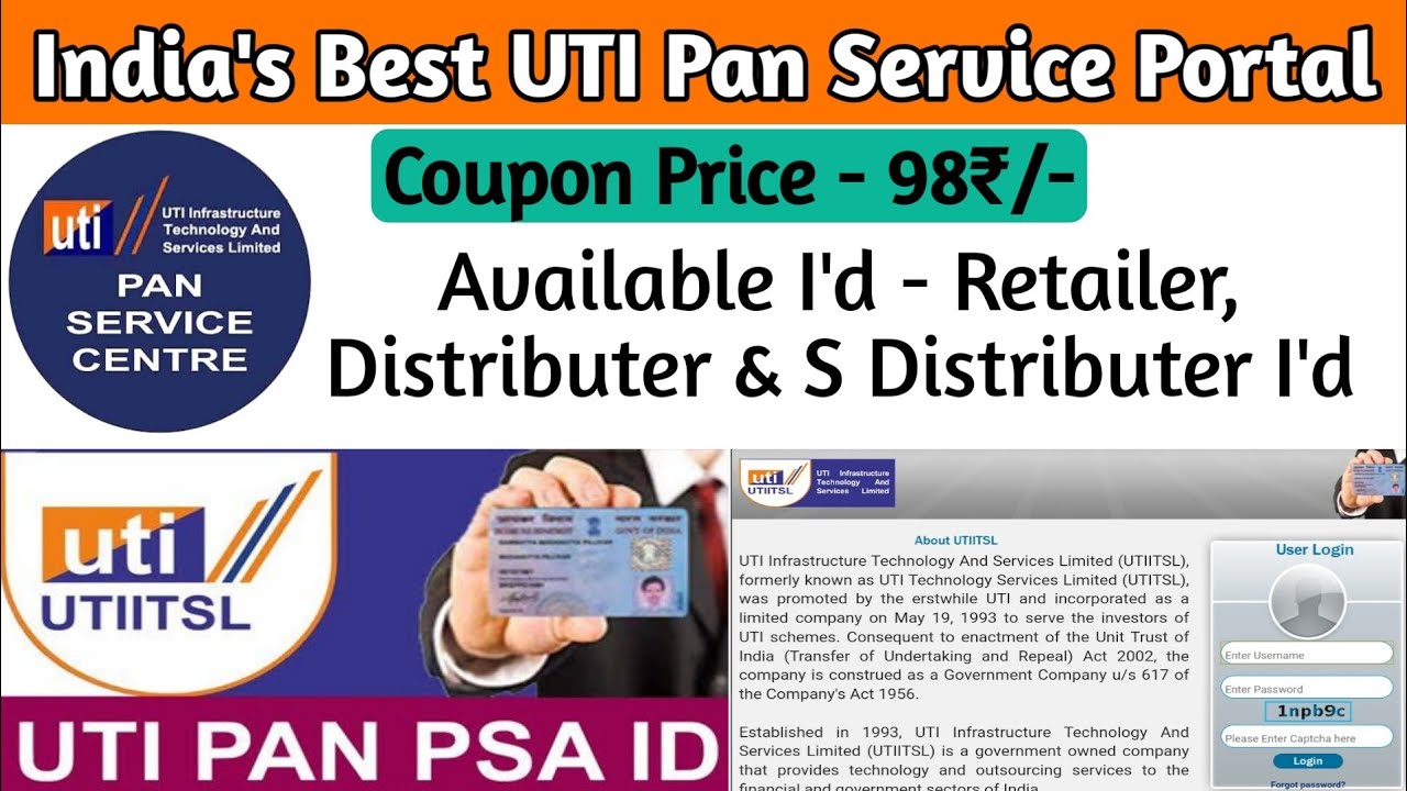 India Best UTI Pan Service Portal ! Coupon Price 98₹ ! Full Process ...