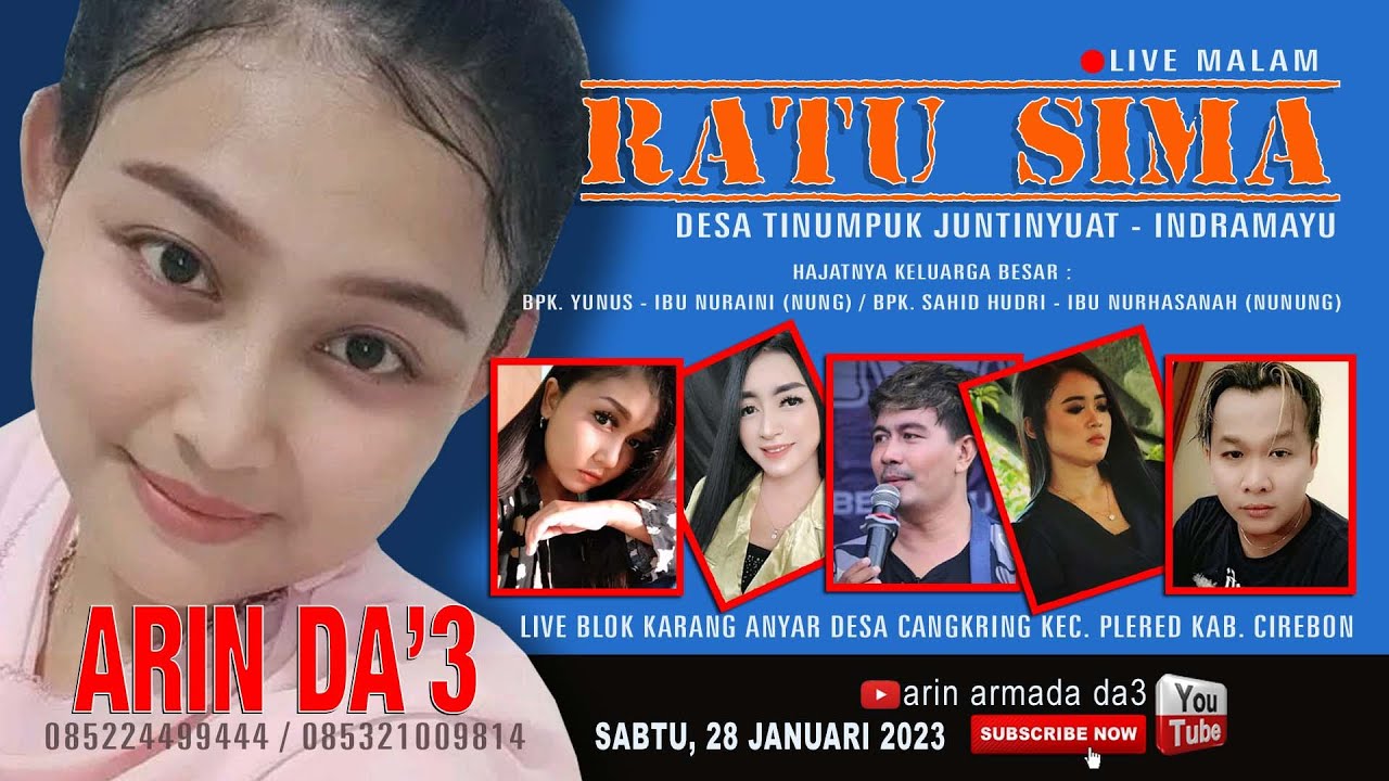 RATU SIMA ARIN DA'3 LIVE DESA CANGKRING KEC. PLERED KAB. CIREBON//EDISI MALAM - YouTube