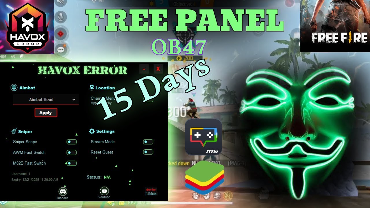 FREE PANEL PC GRATIS OB47 WALLHACK | SPEED | SNIPER LIFETIME FREE FIRE ...
