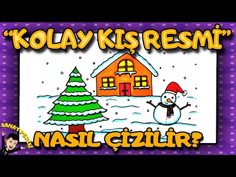 Kış Resmi Çizimi - Kardan Adam Resmi Nasıl Çizilir - Yılbaşı Resmi Çizimi