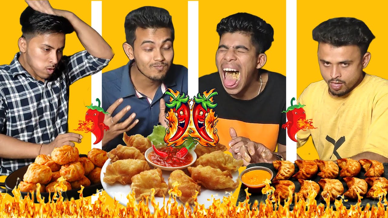 100 MOMO eating challenge / Spicy Momo eating challenge / Food ...