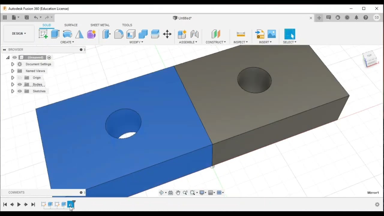 Learning Extrude & mirror command in Fusion 360 - YouTube