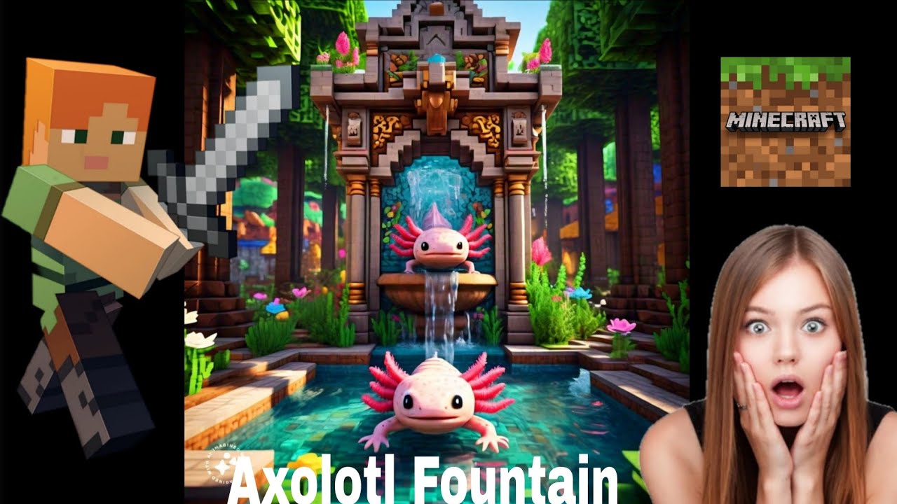 How To Make Axolotl Fountain In Minecraft #minecraftbuilding # ...
