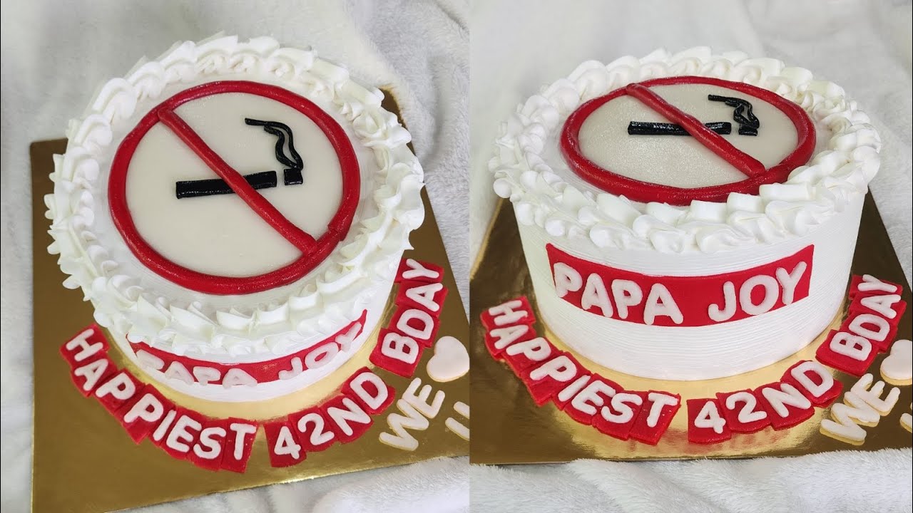 How to make a simple cake with a NO SMOKING design - YouTube