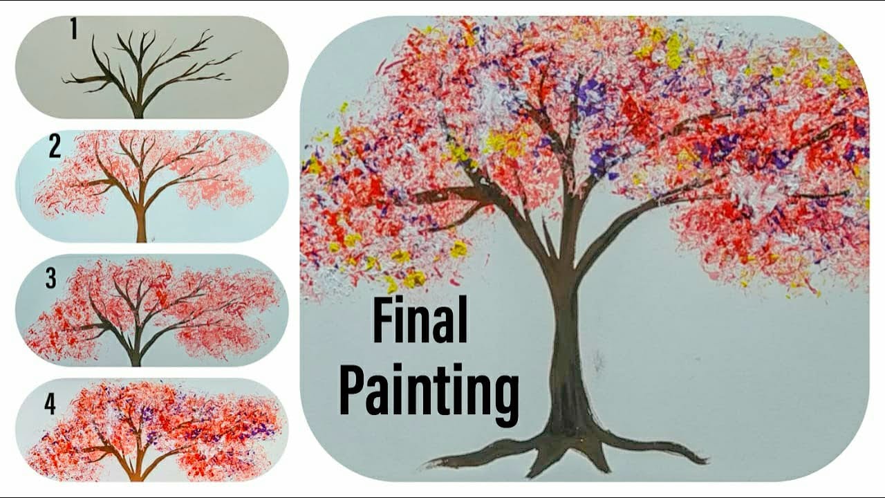 Beautiful Tree Painting, How to Draw a Tree Painting? | Asha Arts ...