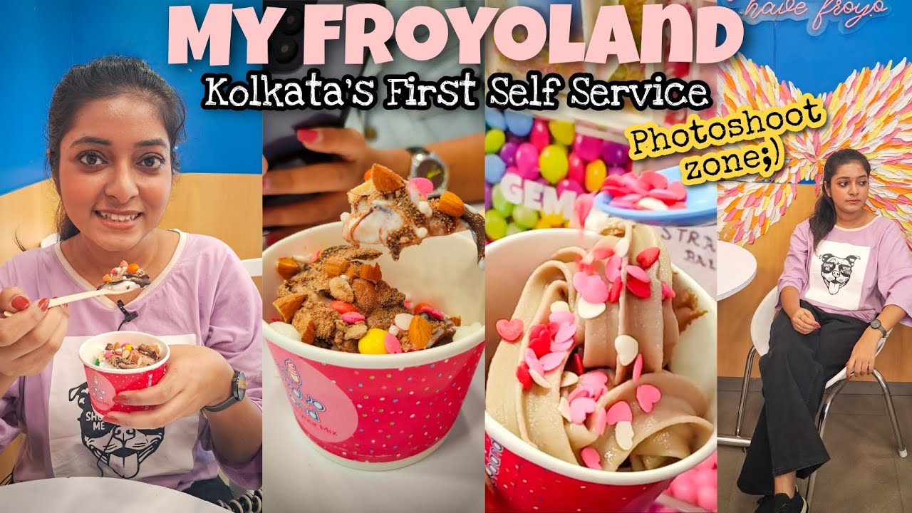 কলকাতার প্রথম Self Service Frozen Yogurt Shop🧁😱Ice cream বানালাম *My ...