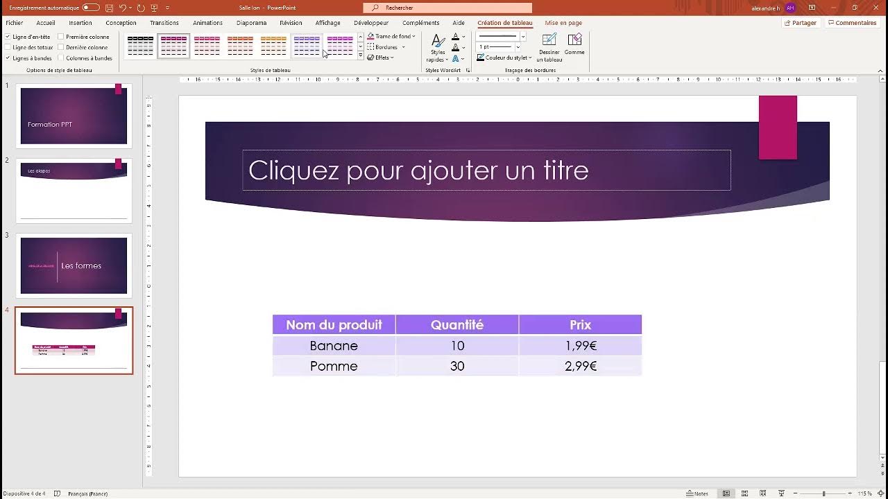 Les tableaux - Formation Powerpoint 2021 - YouTube