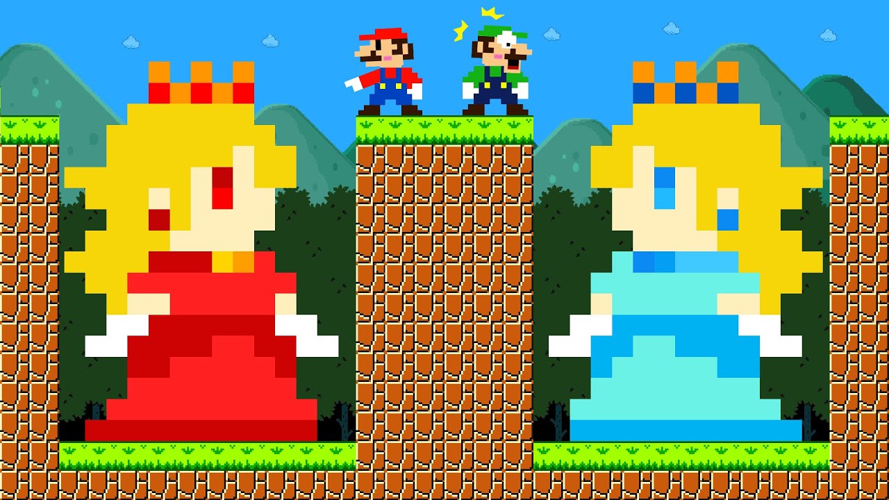 Mario and Luigi's Giant FIRE and ICE Peach Maze mayhem | Game Animation ...