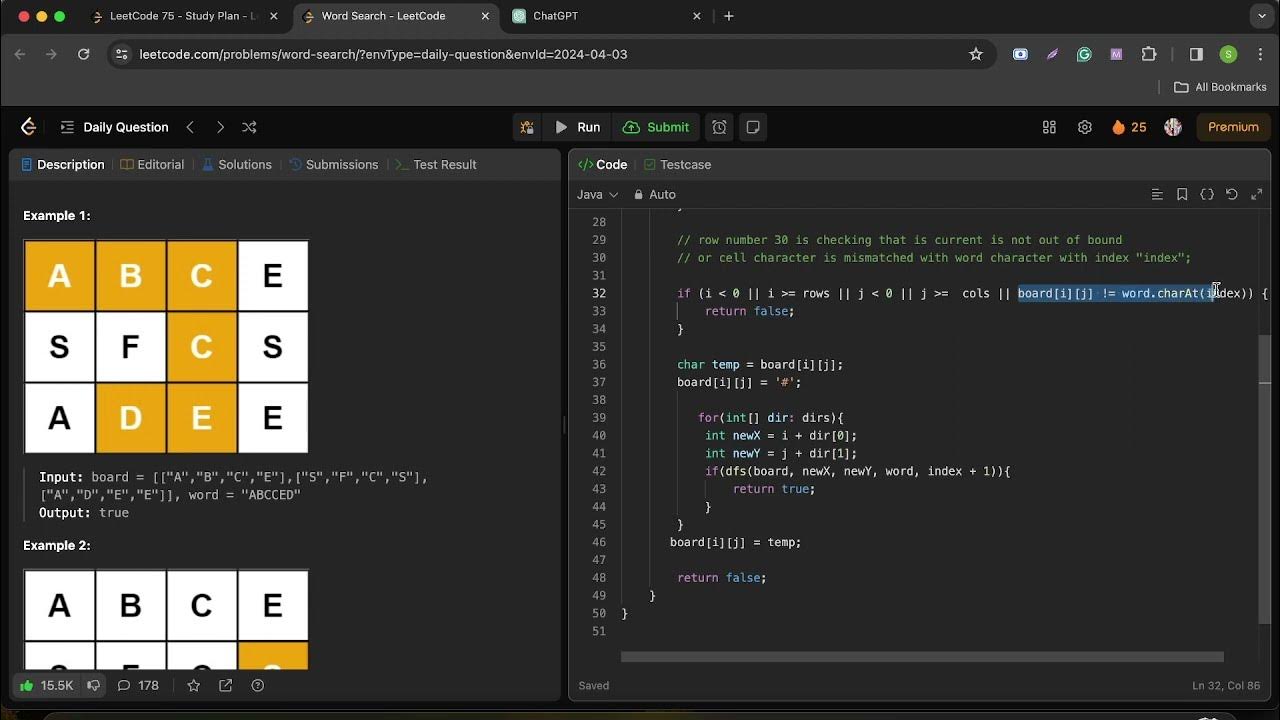 LeetCode: 79. Word Search, Solved using Depth First Search - YouTube