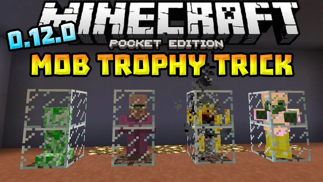 Mob Trophy Trick in 0.12.0!!! - AWESOME MCPE TRICK!!! - Minecraft PE (Pocket Edition) - YouTube