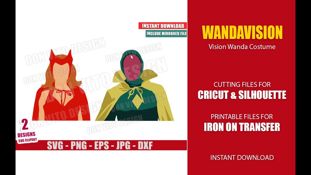 Vision Wanda Costume (SVG dxf png) Halloween Scarlet Witch Cut File ...