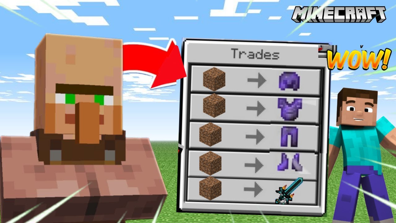 Minecraft But Villagers Trade OP ITEMS... - YouTube