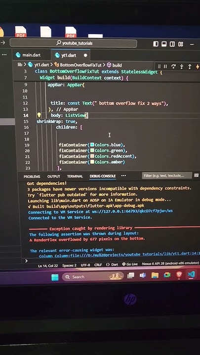 Flutter bottom Overflow fix (the easy way) - YouTube