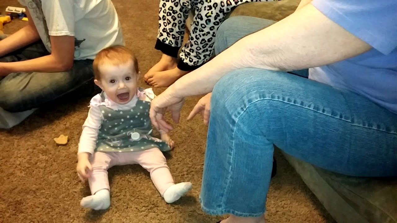 Baby standing up with grandma - YouTube