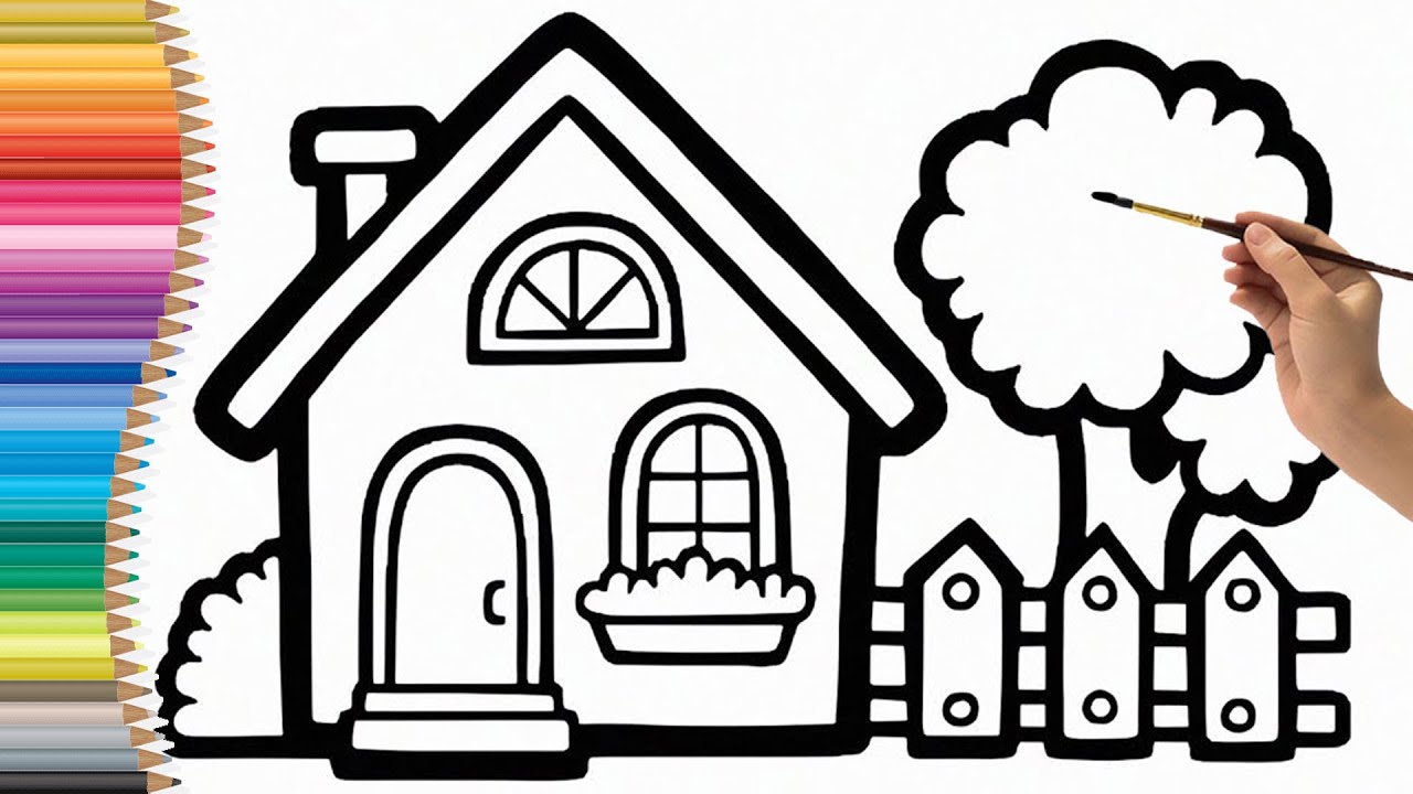 How To Draw & Coloring A House Easy Learn to Drawing, Coloring ...