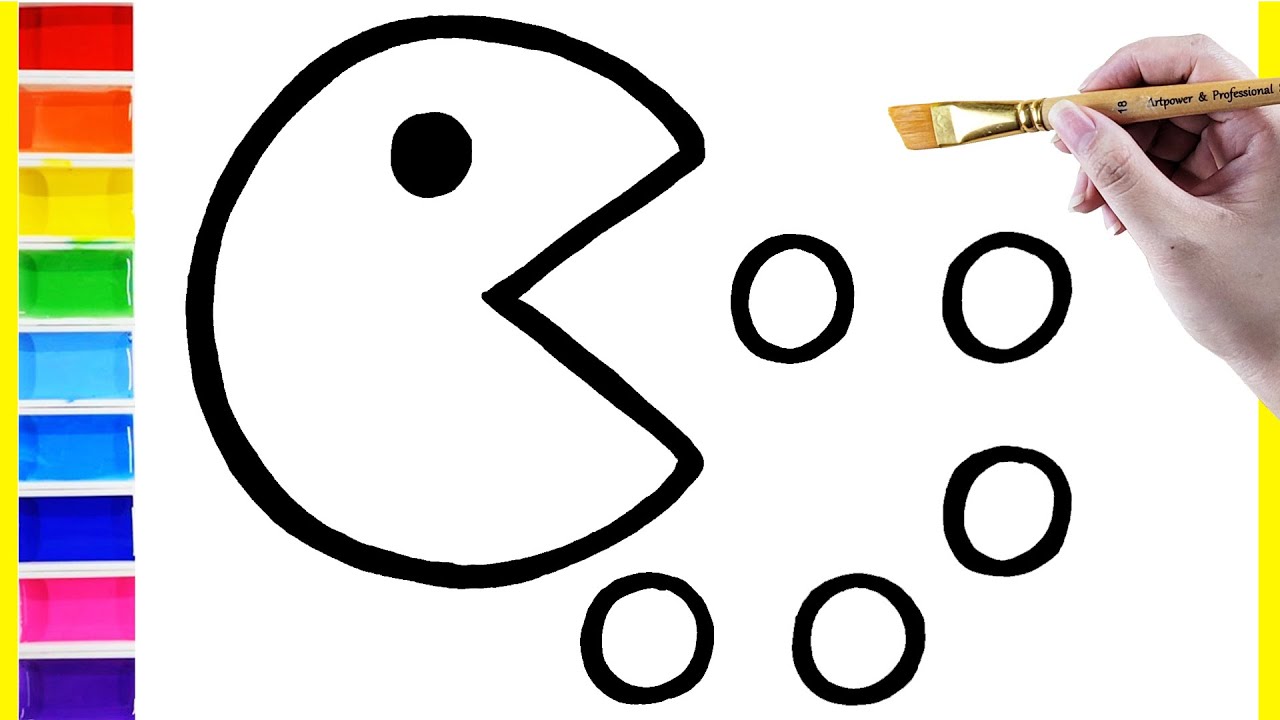 Pacman Drawing, Coloring, Painting Game Characters | Try to Paint Step ...