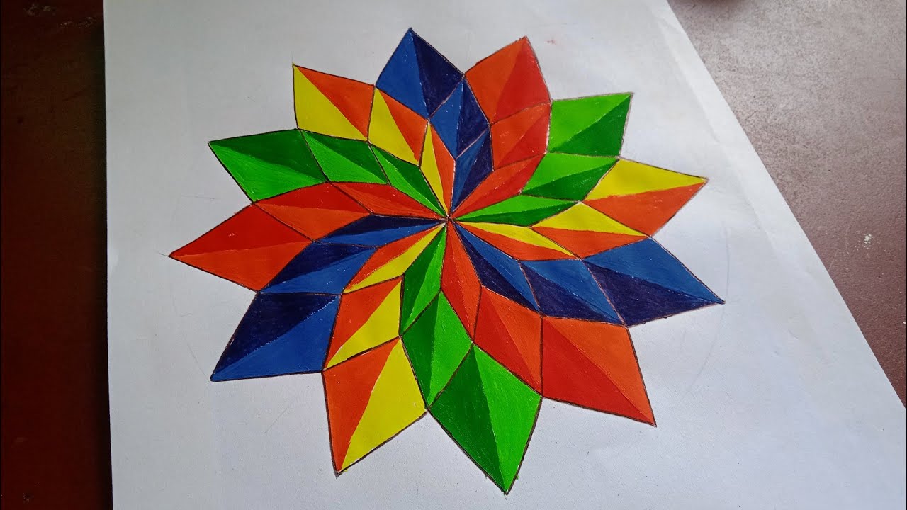How to draw geometrical rangoli for beginners, geometric rangoli design ...
