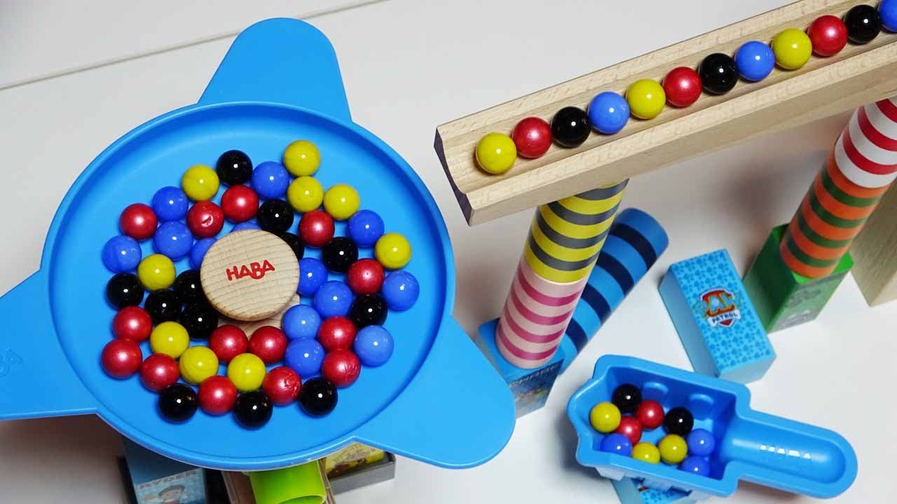 Marble run race ☆ HABA slope & wooden active course - YouTube