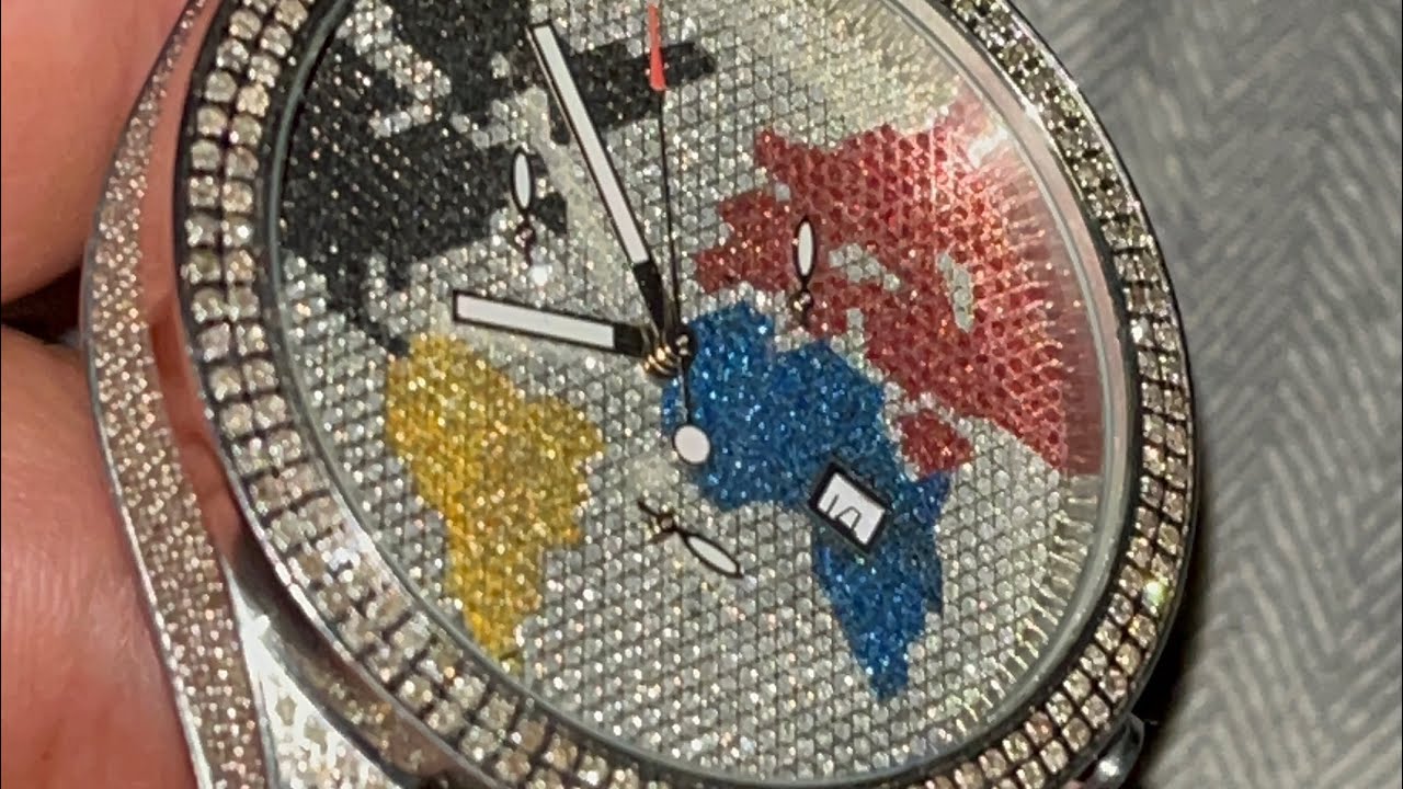Men’s Joe Rodeo Glory Map Dial Diamond Watch 3.50 Carats - YouTube