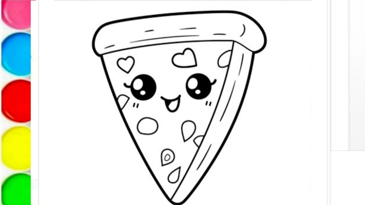 How to draw pizza slice step by step, Pizza slice drawing and colouring ...