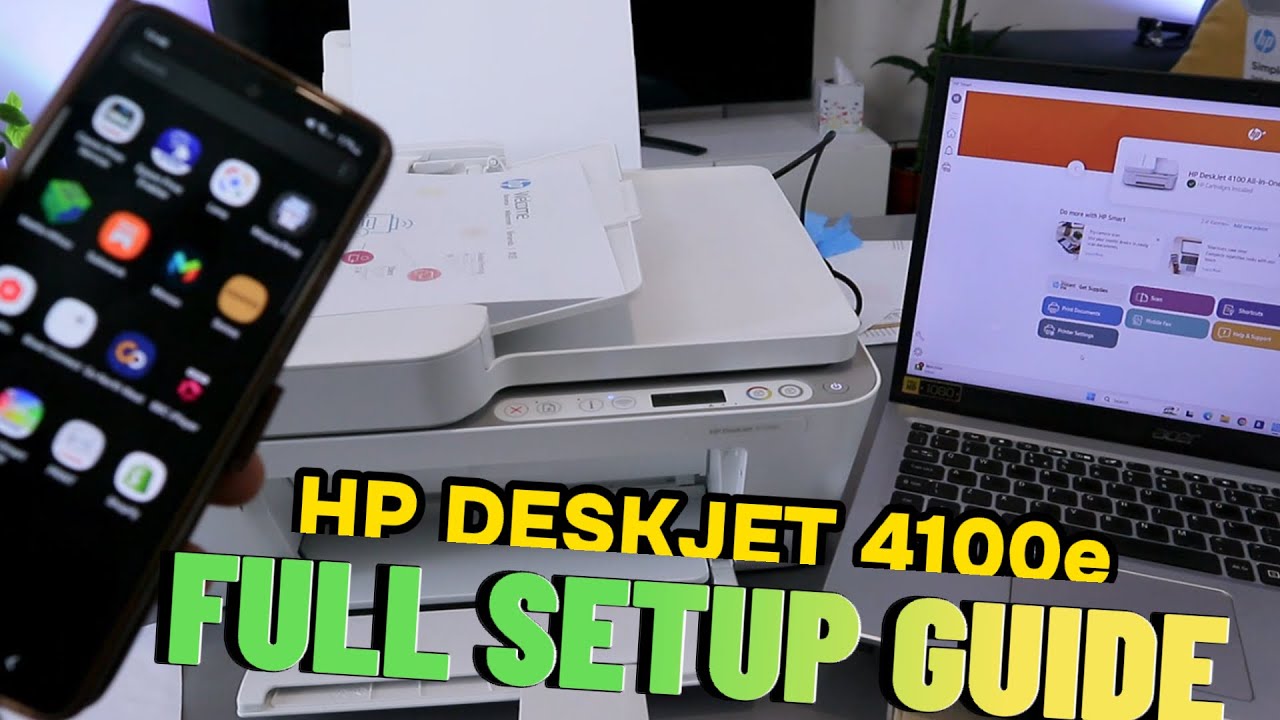 HP Deskjet 4120e, 4100e Series Unboxing, Install Ink cartridge, WIFI ...