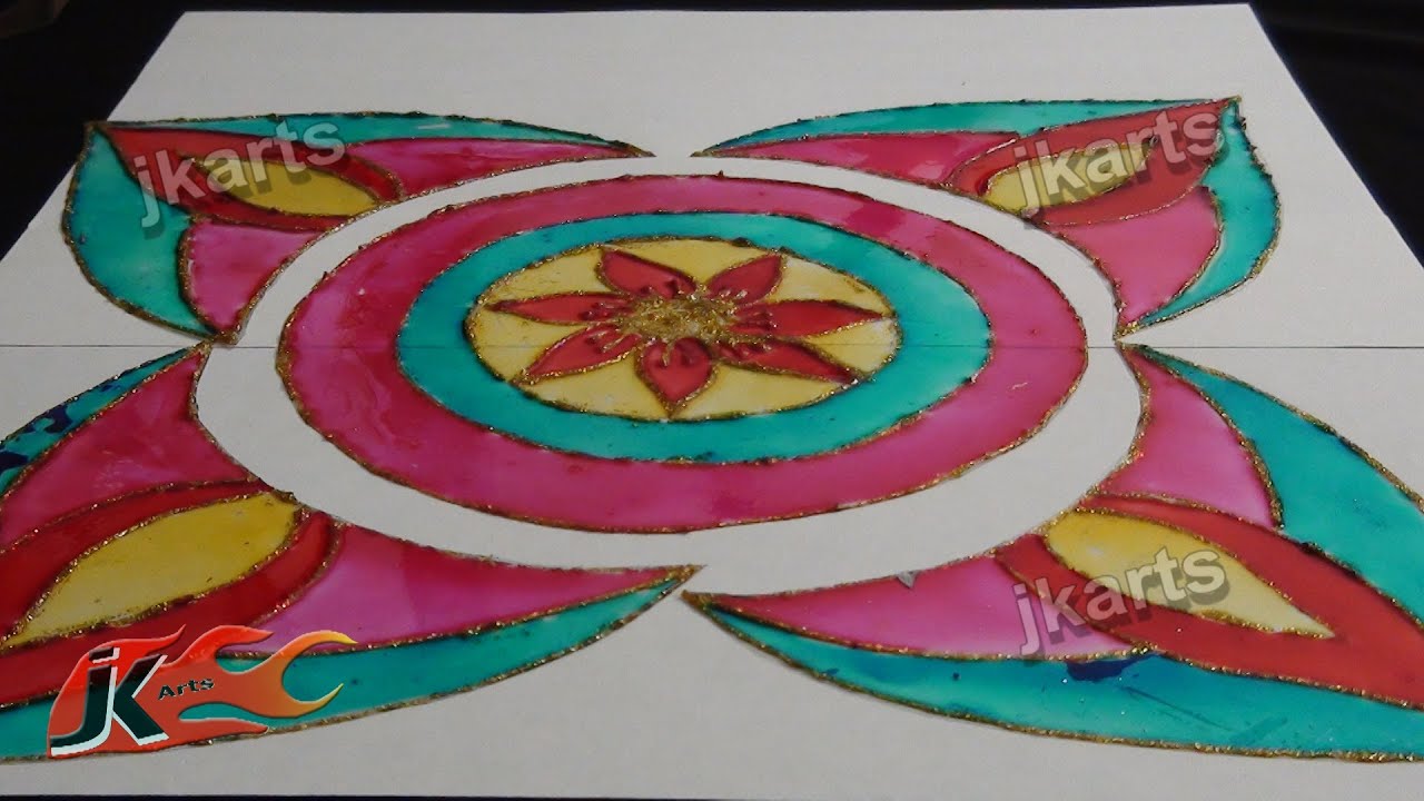 DIY Glass Color Rangoli Design on OHP Sheet | How to make | JK Arts 232 ...