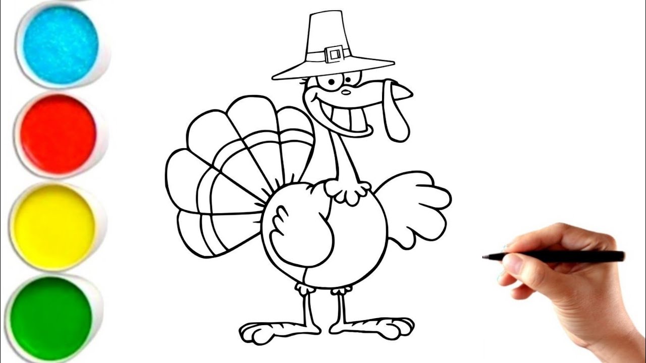 🦃 Easy Turkey Bird Drawing and Colouring for Kids | Step-by-Step ...