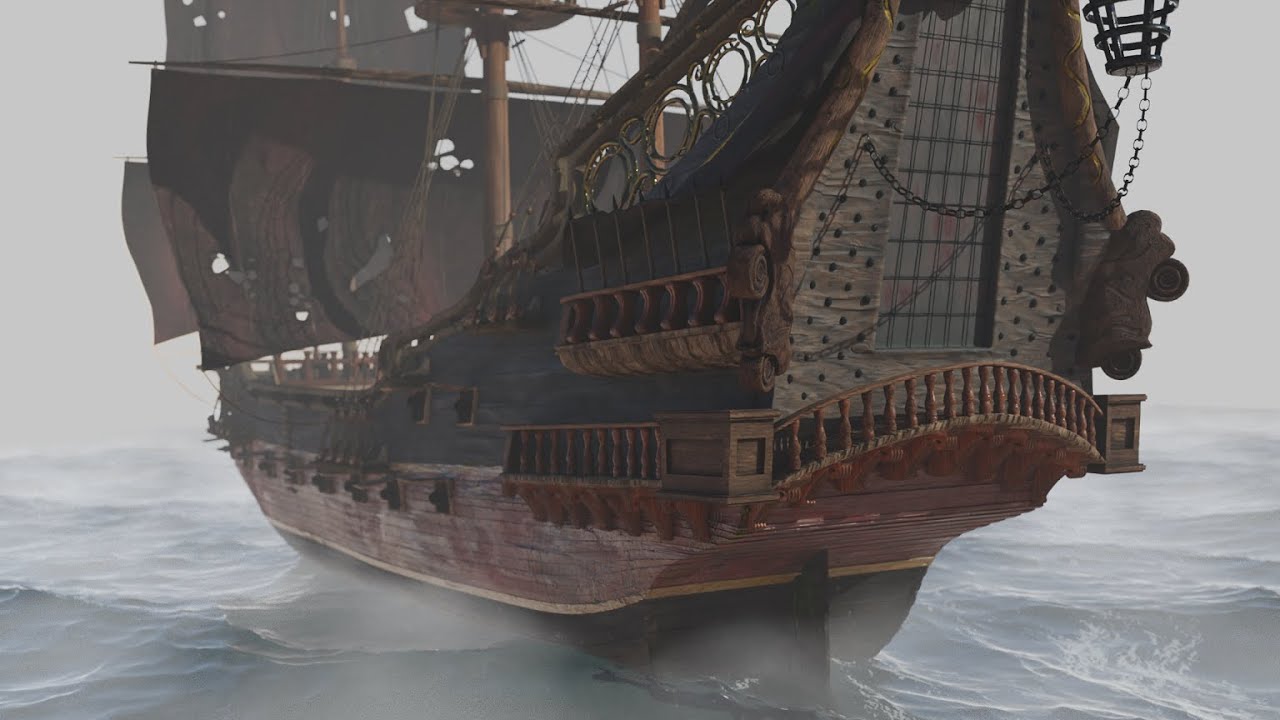 Pirate Ship Queen Anne's Revenge Sea Scene - YouTube