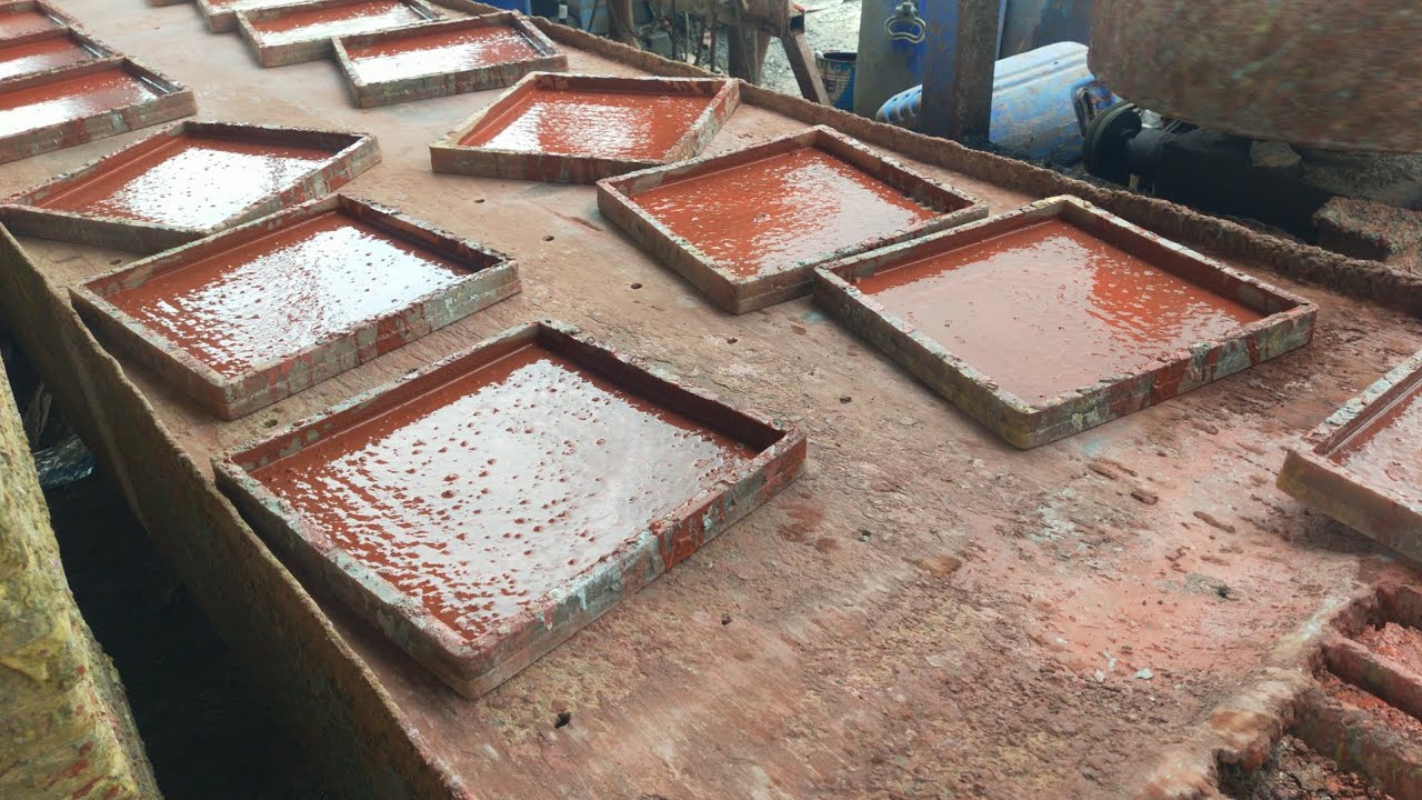 INTERLOCKING TILE MAKING PROCESS/PAVER BLOCK PROCESS RED/ HOW TO MAKE ...