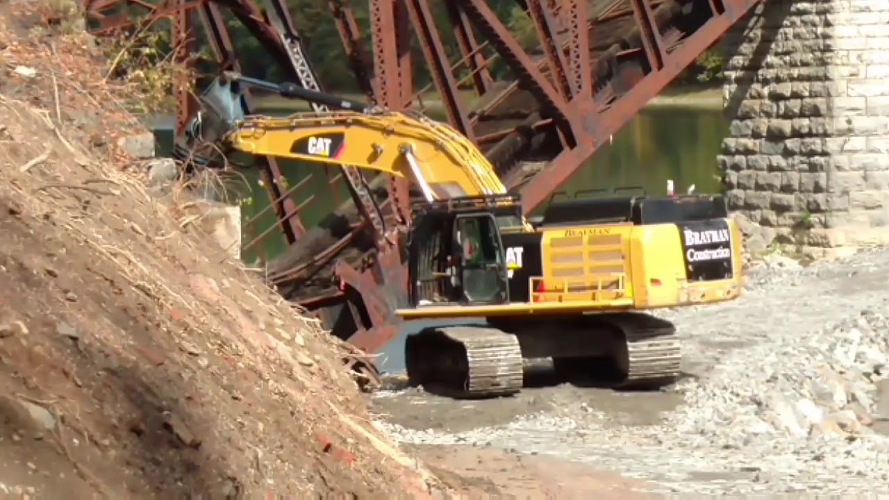 Demo Day for Coxton Railroad Bridge, Pennsylvania - YouTube