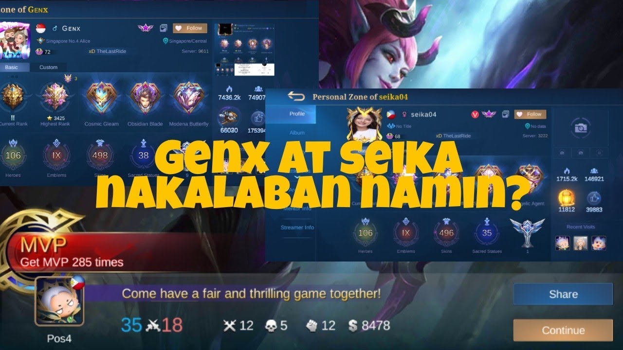 NAKALABAN NAMIN STREAMER GENX AND SEIKA VS FLY 2.0 | MLBB GAMEPLAY ...