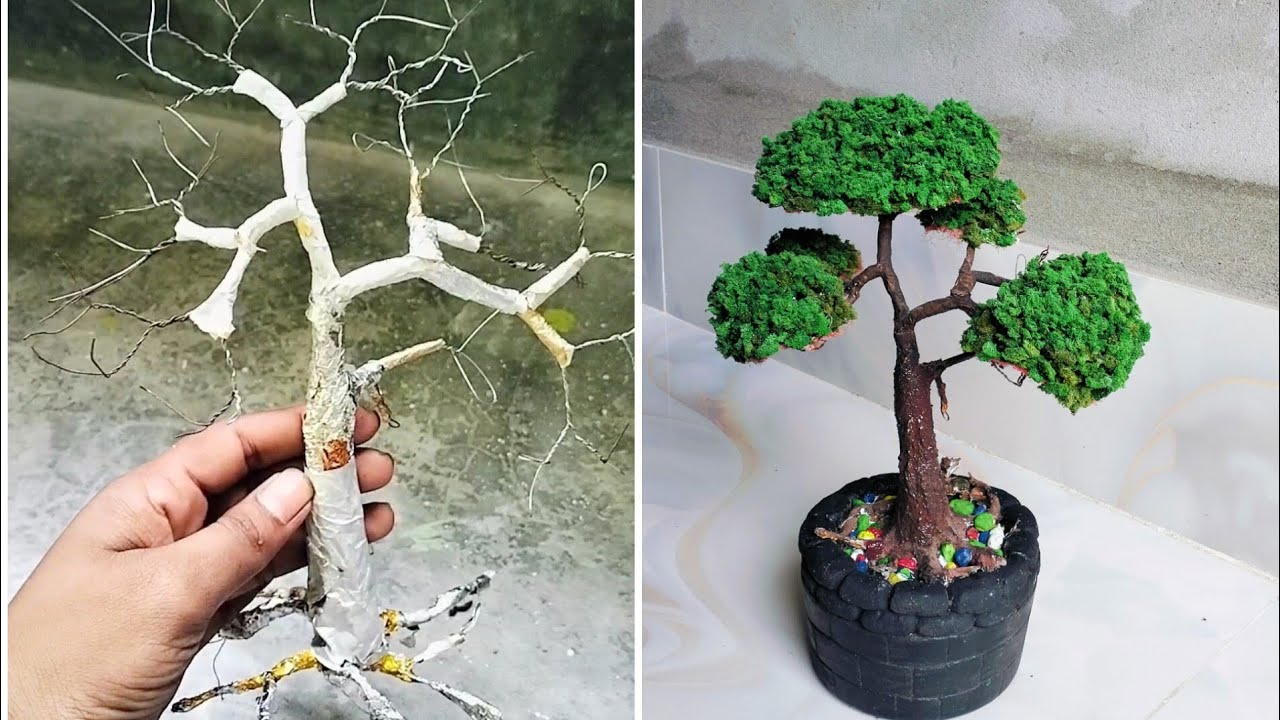 Artificial tree making ideas / How to make miniature tree / Artificial ...