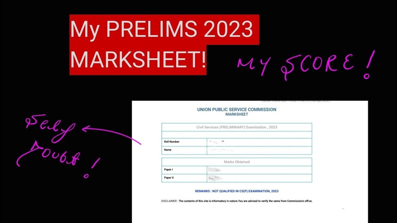 MY MARKSHEET OF PRELIMS 2023 ! #upscprelims2024 #prelims2024 - YouTube