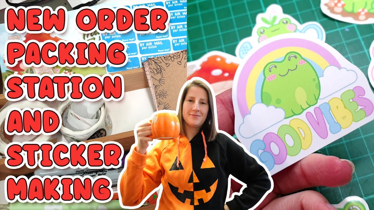 Studio Vlog: Better packing set up & making stickers - YouTube