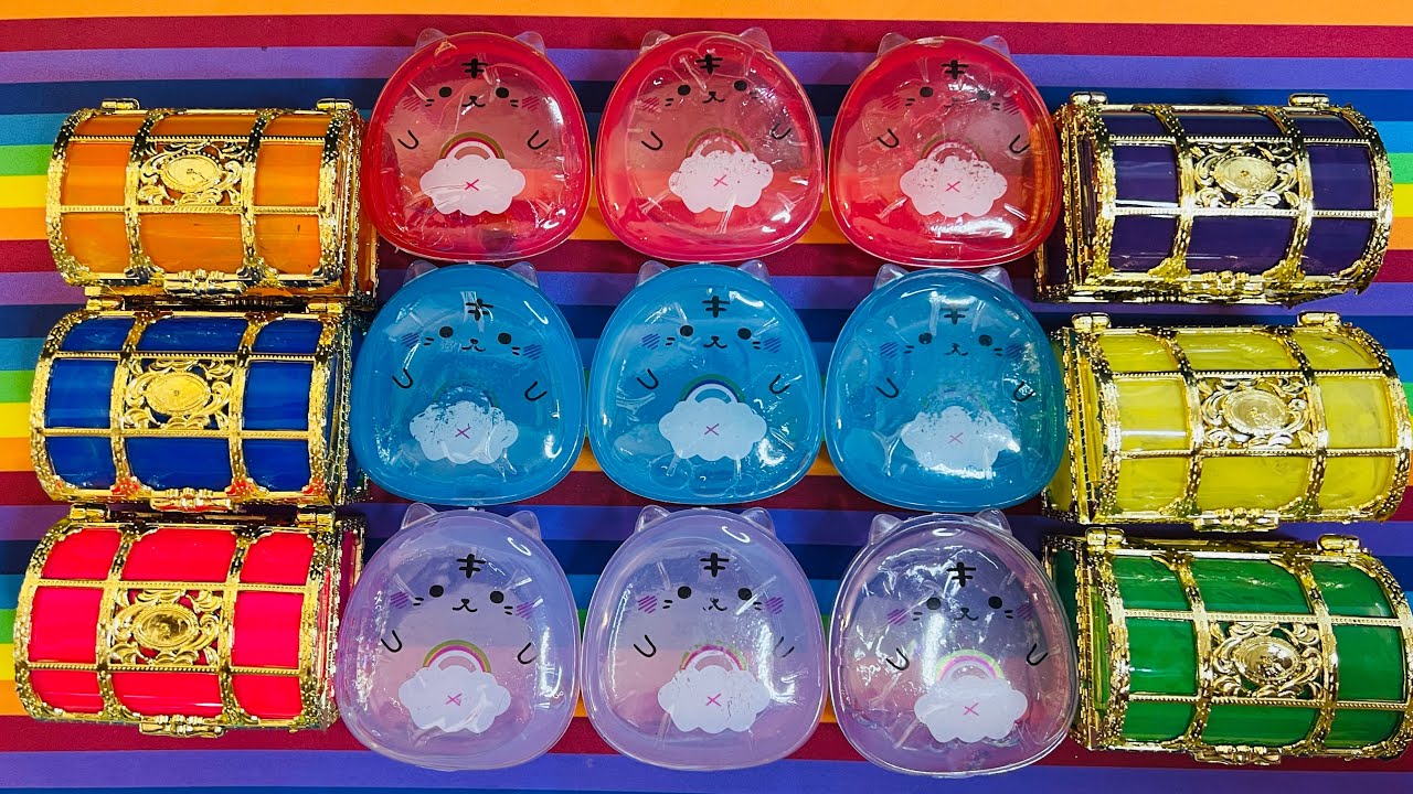 🌈Rainbow Kitten🐱 Slime Mixing Video with Glitter #SLIME #SLIMEMIXING # ...