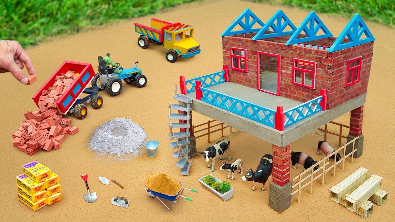 House collapsed due to landslide - diy mini 2 story house making with ...