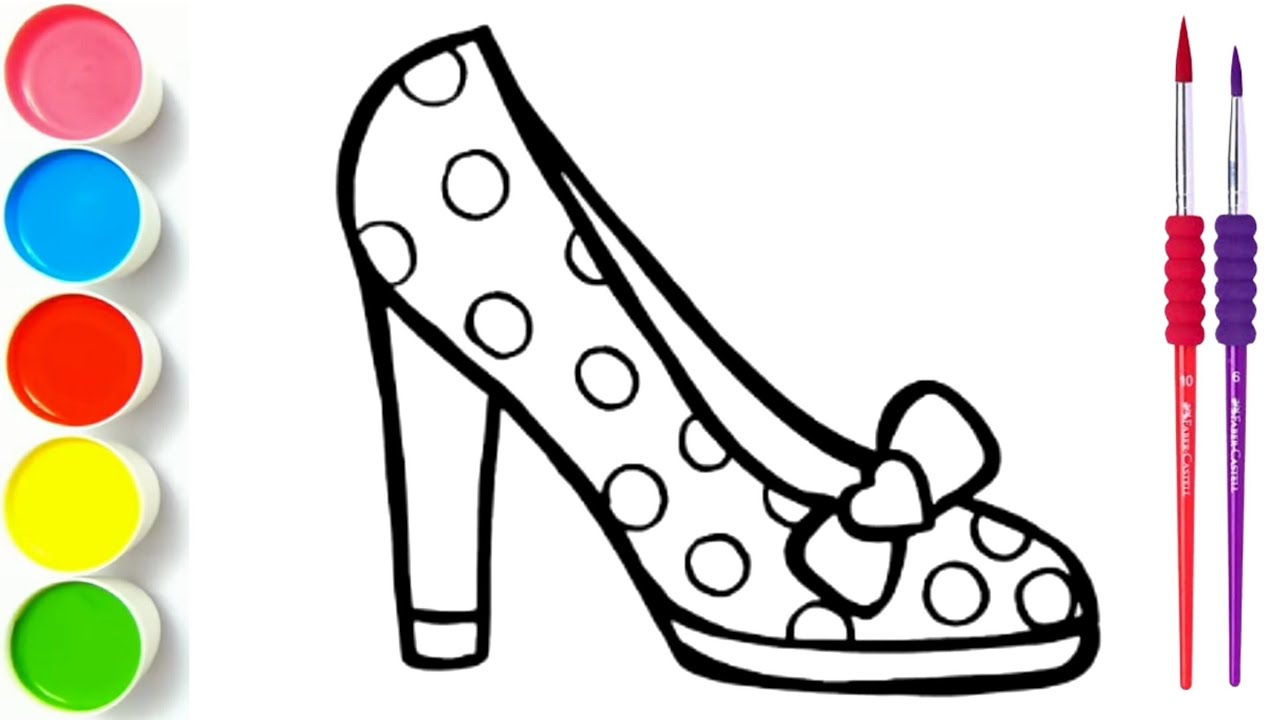 Ladies Shoes Drawing, Painting, Coloring for Kids, Toddlers | Heel ...