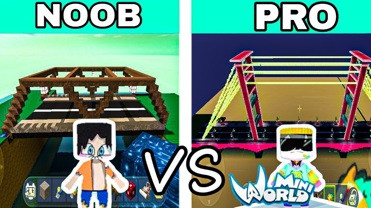mini world NOOB VS PRO Build an extraordinary bridge - YouTube