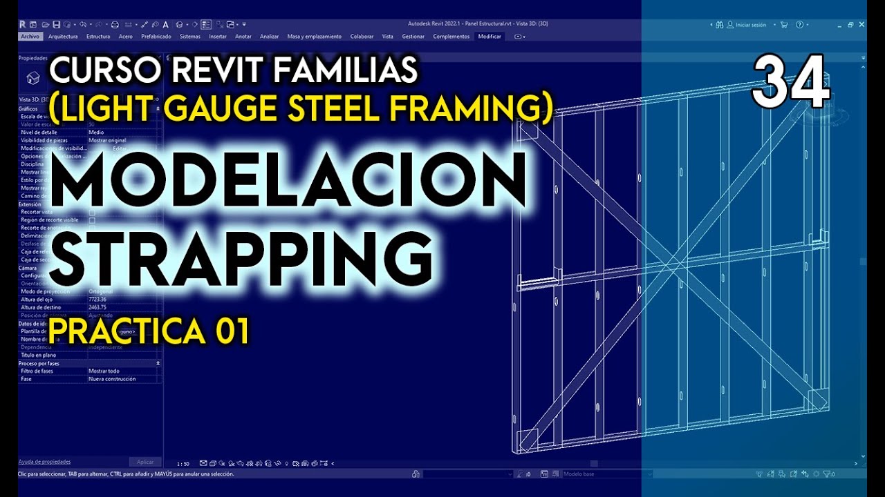 🔩 Curso REVIT Familias | Light Steel Framing | Video 34 - Strapping ...
