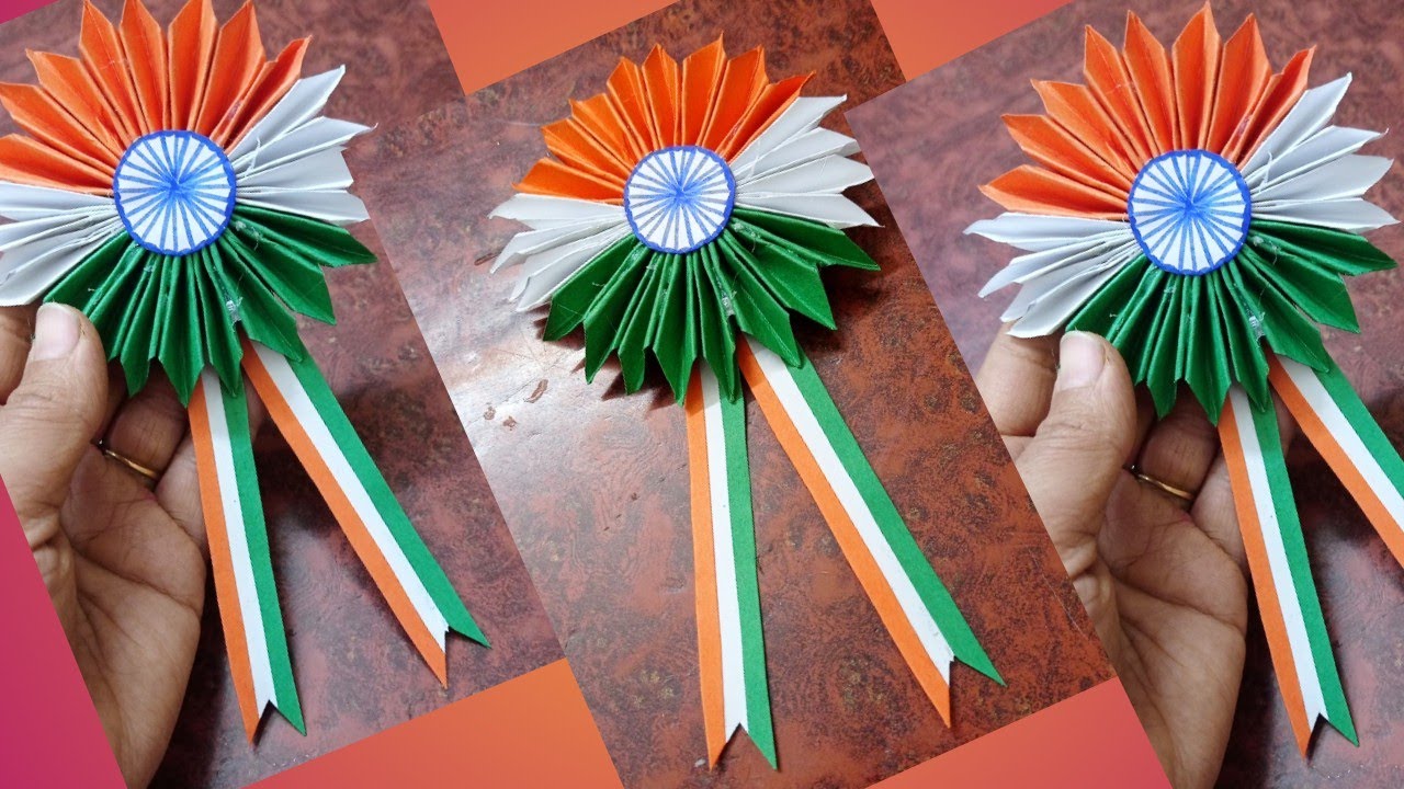how to make batch for republic day | paper batch craft | Republic day ...