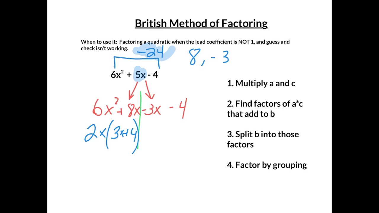 QUADRATICS: "British Method" of factoring (Factoring by Grouping) - YouTube